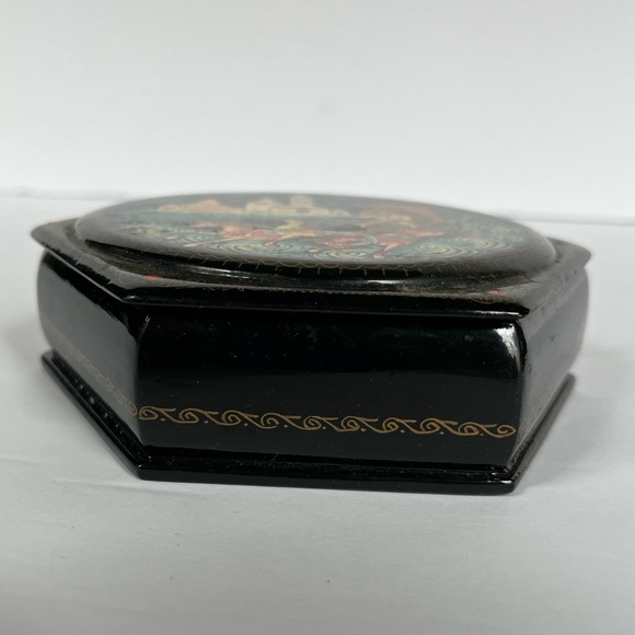 Storage & Organization | Vtg Russian Jewelry Trinket Box Black Wood ...